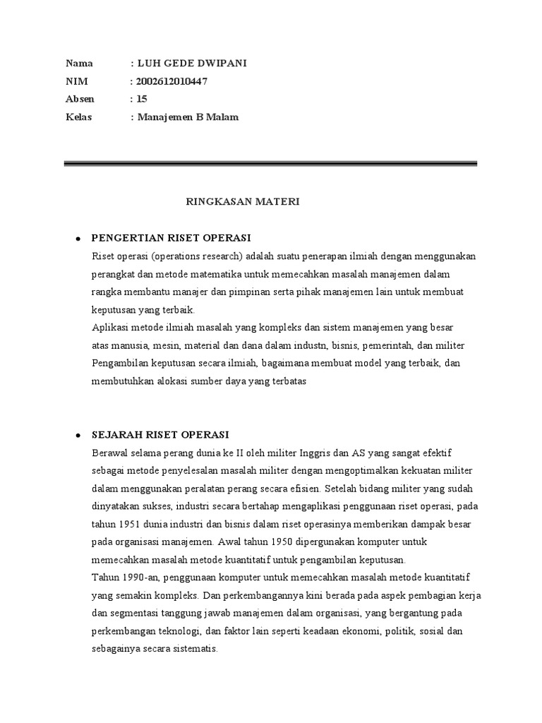 Pengantar Riset Operasi dan Metode | PDF