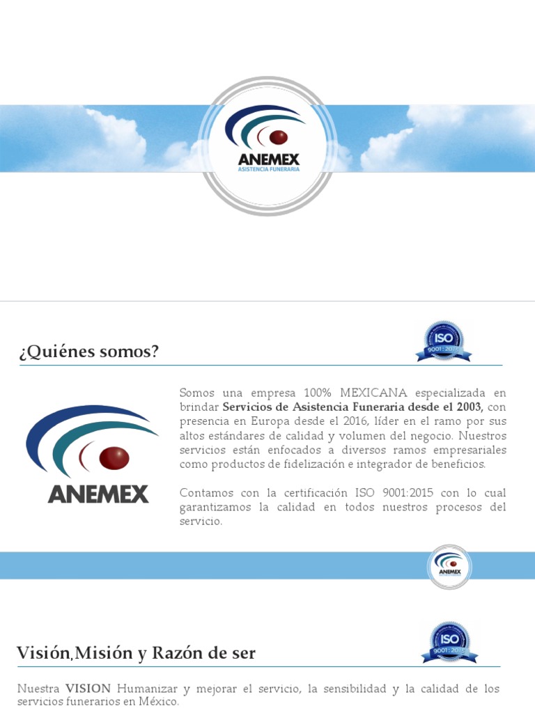 Anemex - Presentación Corporativa 2019 | PDF | Calidad (comercial) | Business