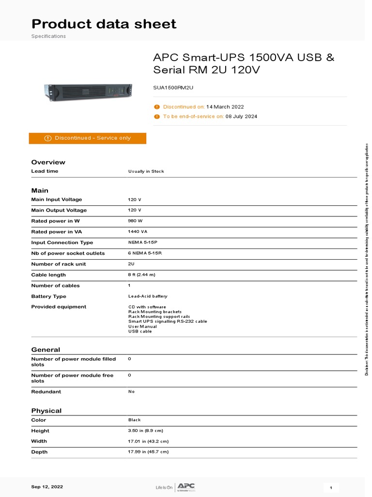 Smart-UPS SUA1500RM2U | PDF | Usb | Electrical Engineering