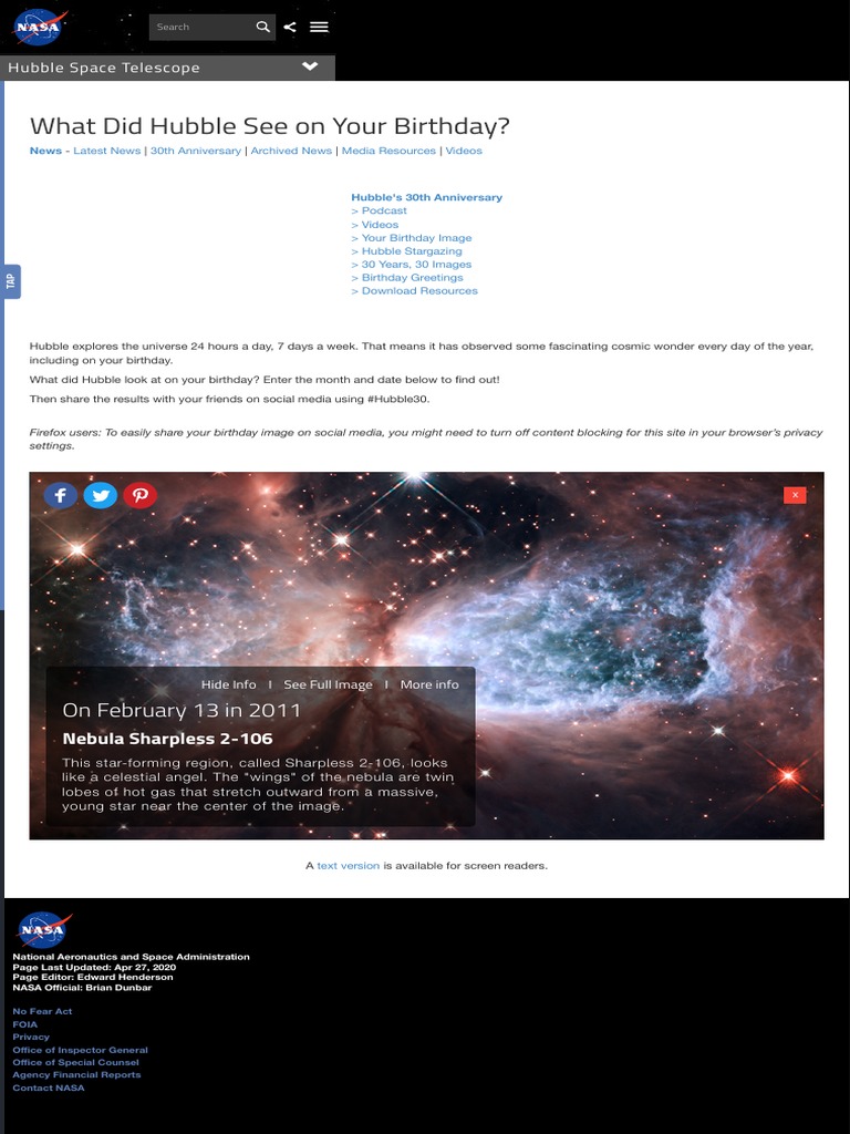 What Did Hubble See On Your Birthday NASA | PDF | Hubble Space ...