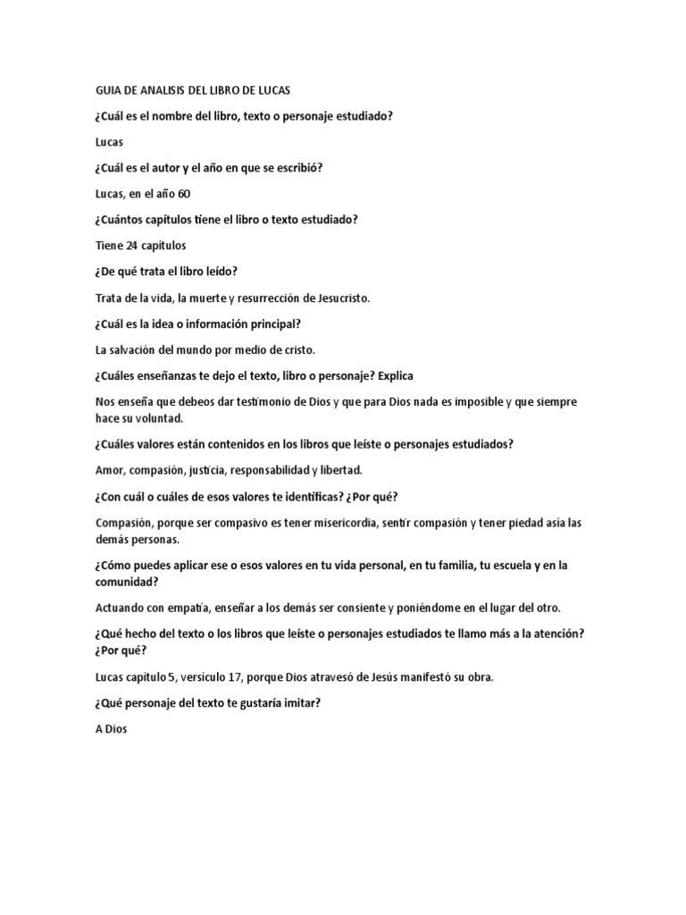 Guia de Analisis Del Libro de Lucas | PDF | Evangelio De Lucas | Fe