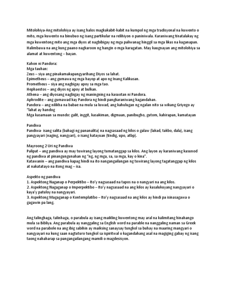 Filipino Reviewer | PDF