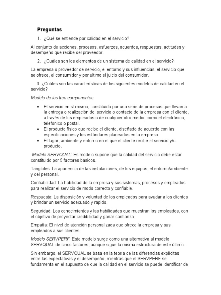 Preguntas y Caso Restaurante Kuika. | PDF | Calidad (comercial) | Business