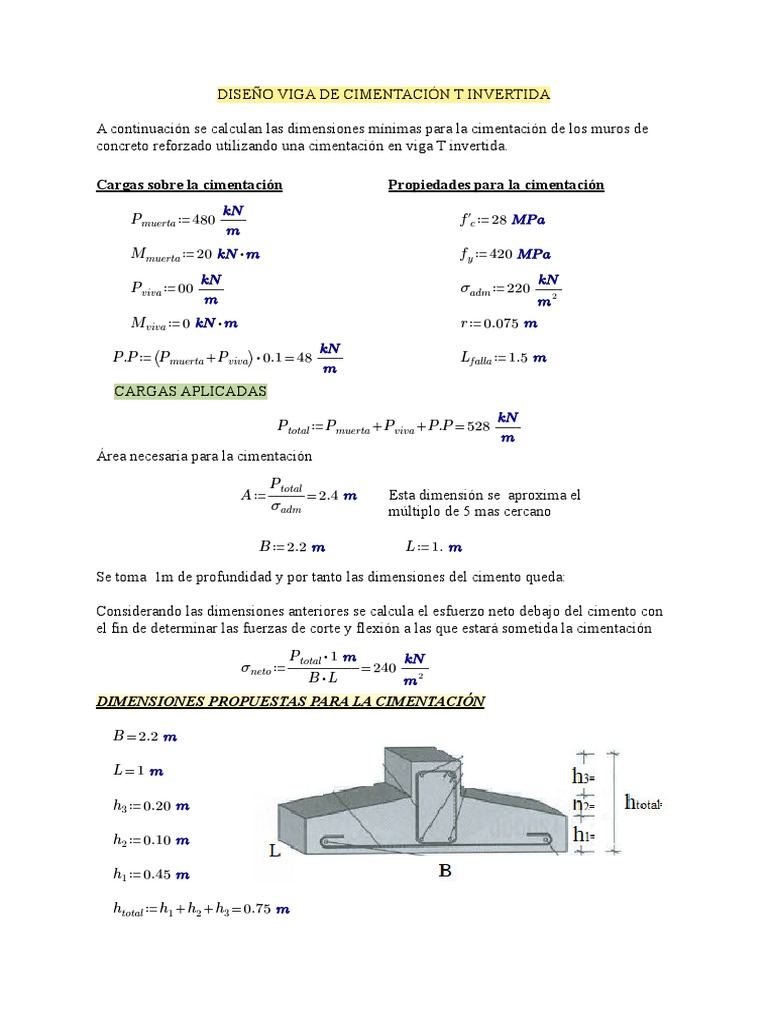 Diseño Viga T Invertida-Para Proyecto Amc | PDF | Viga (Estructura) | Fundación (Ingeniería)