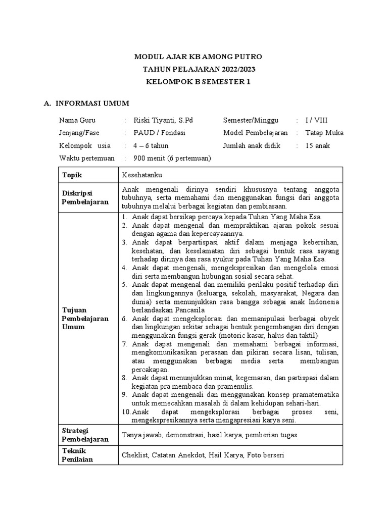 MODUL AJAR IKM Minggu 8 | PDF