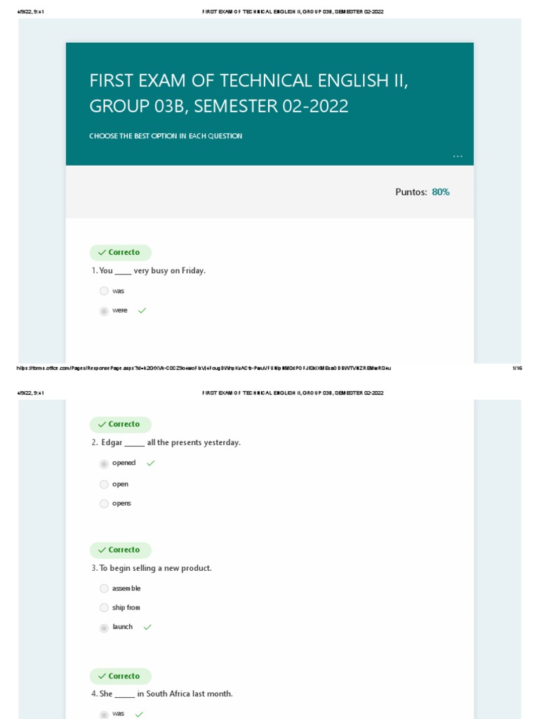 First Exam of Technical English Ii, Group 03B, Semester 02-2022 | PDF ...