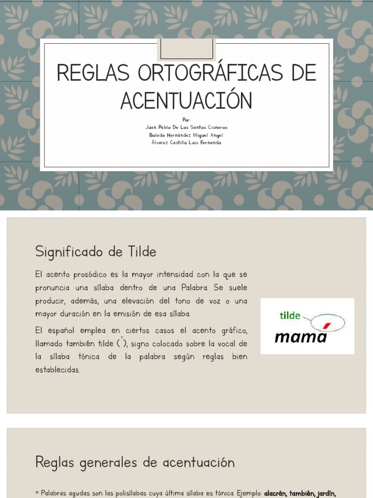 Reglas de Acentuación en Español | PDF | Morfología Lingüística ...