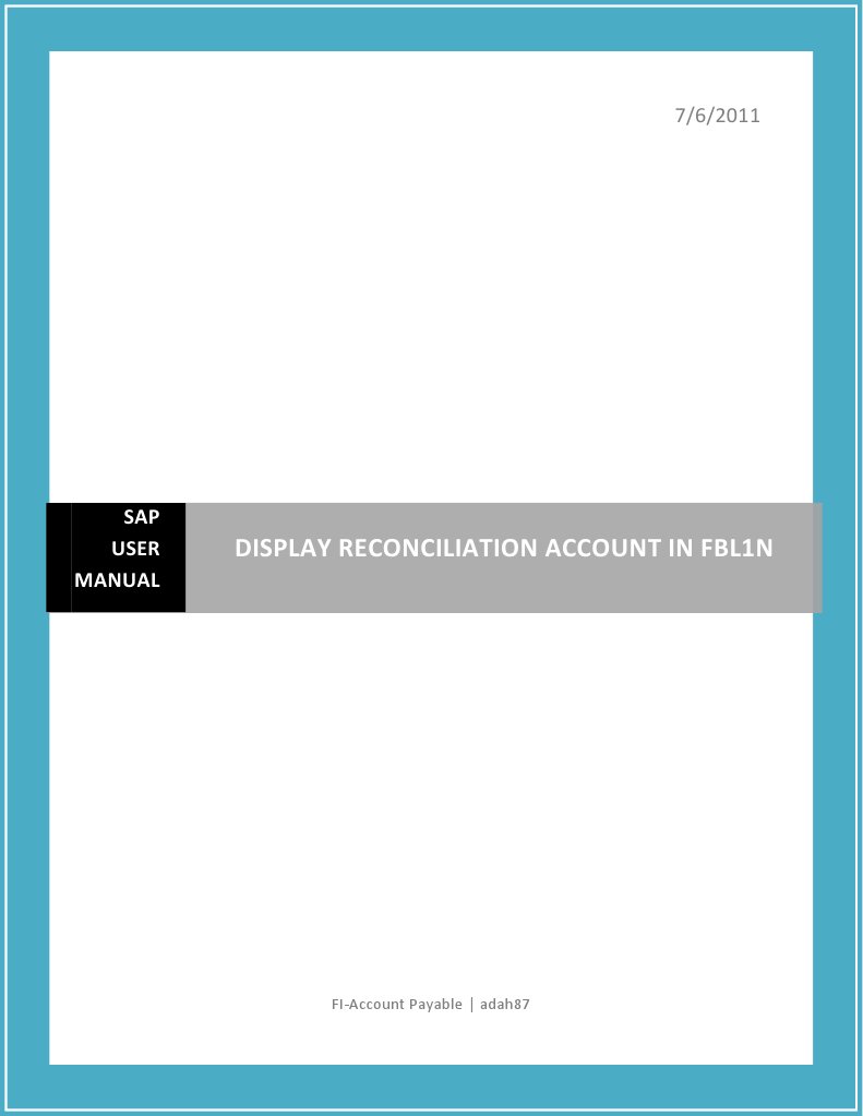 SAP-FICO Display GL Reconciliation Account in FBL1N | PDF