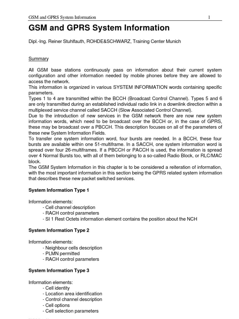 GPRS System Information Overview | PDF | General Packet Radio Service | Gsm