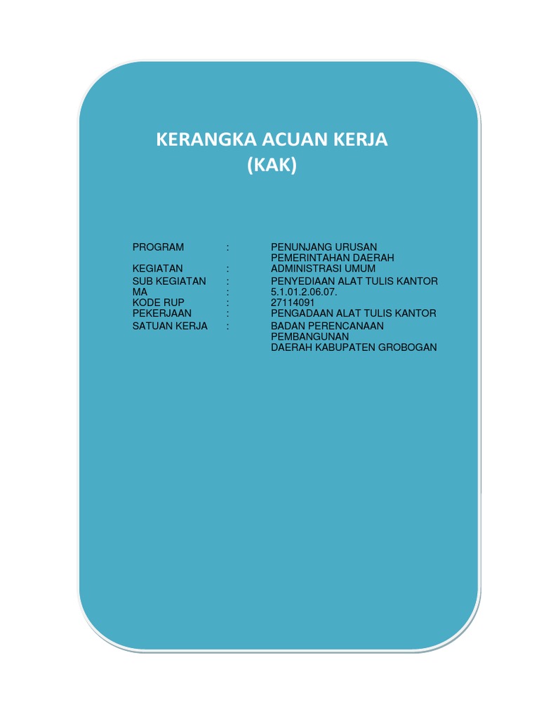 KAK Pengadaan ATK Tahun 2021 | PDF