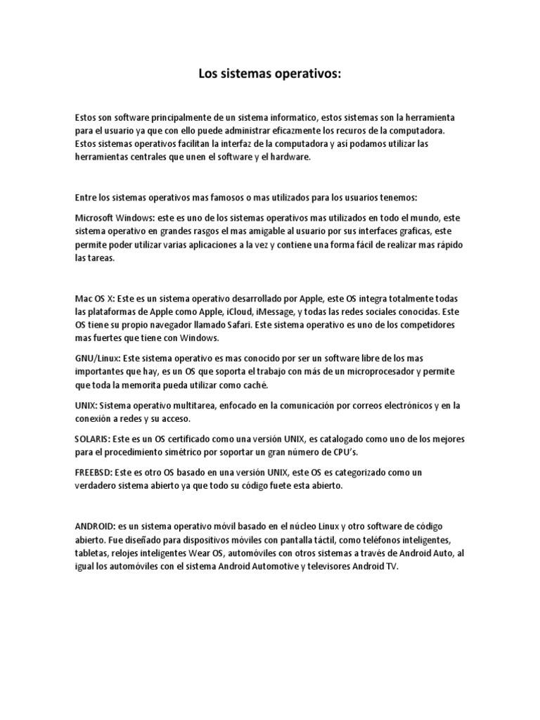 Los Sistemas Operativos | PDF | Red de computadoras | Informática