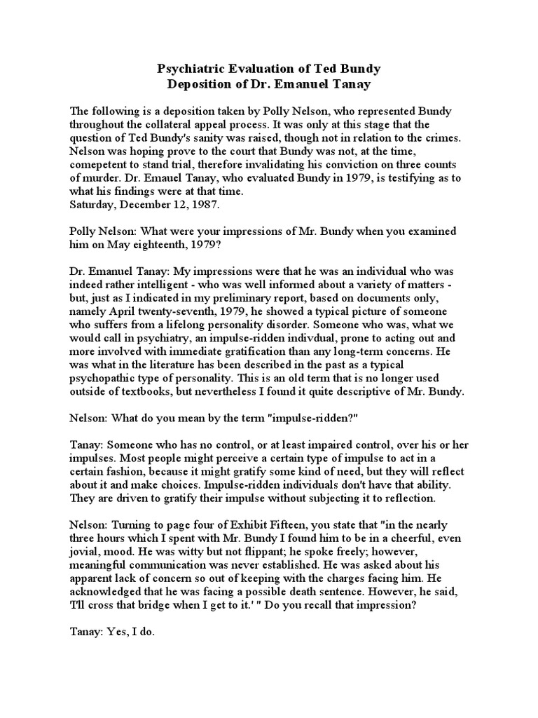 Bundy's Psychopathology in Court | PDF | Witness | Psychopathy