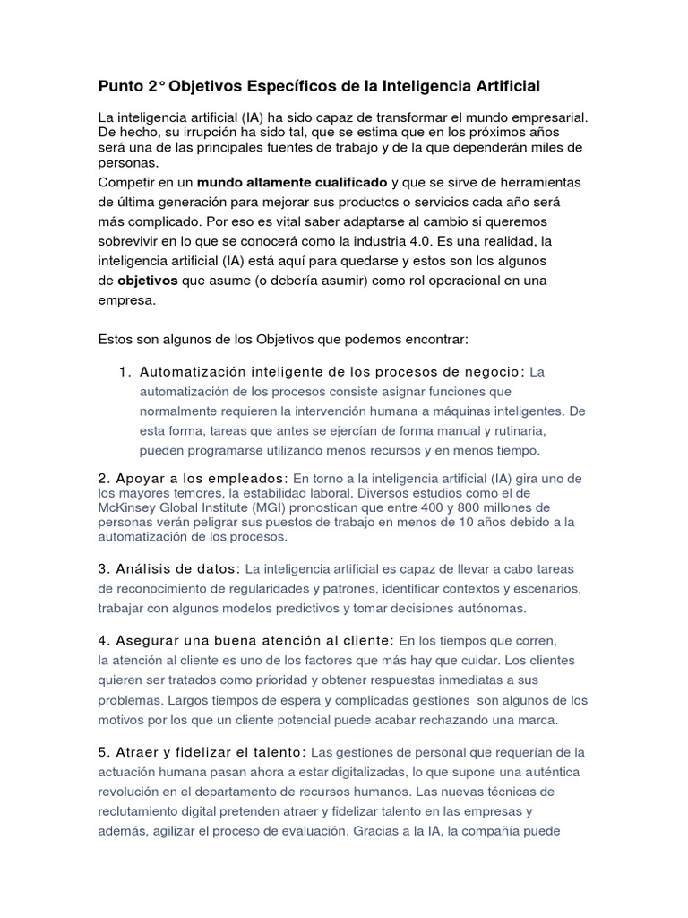 Objetivos Específicos | PDF | Inteligencia artificial | Inteligencia ...