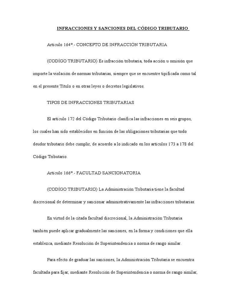 Infracciones y Sanciones Del Código Tributario | PDF | Multa (pena) | Ley Pública