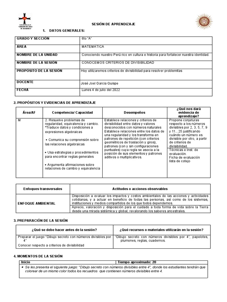 Sesión de Aprendizaje Semana 2-Julio | PDF | Aprendizaje | Evaluación