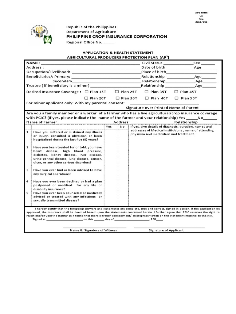 AP3 Form Application | PDF | Insurance | Causes Of Death