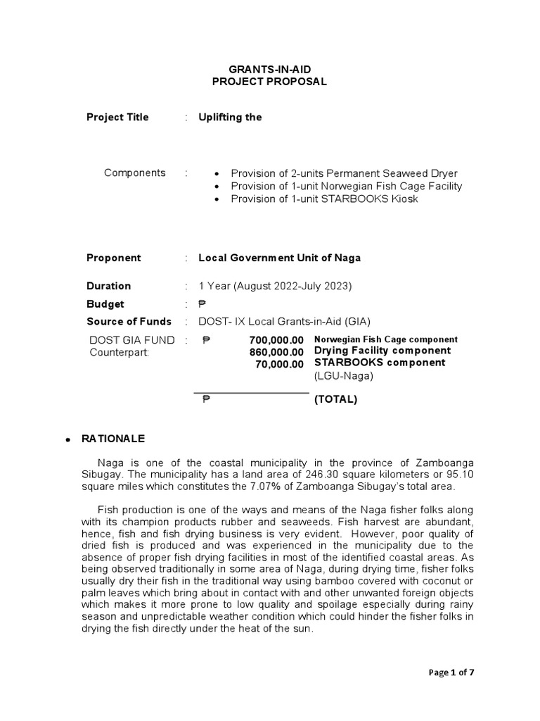 Fisheries Project Proposal for Naga | PDF