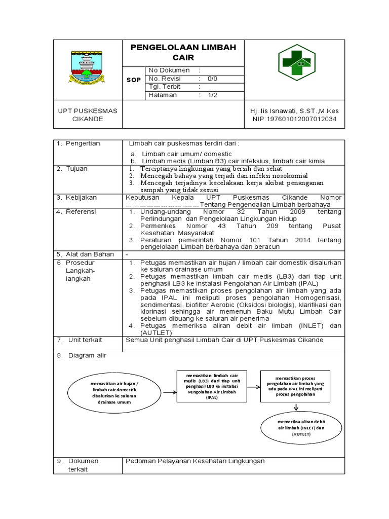 Sop & Tilik Pengelolaan Limbah Cair | PDF