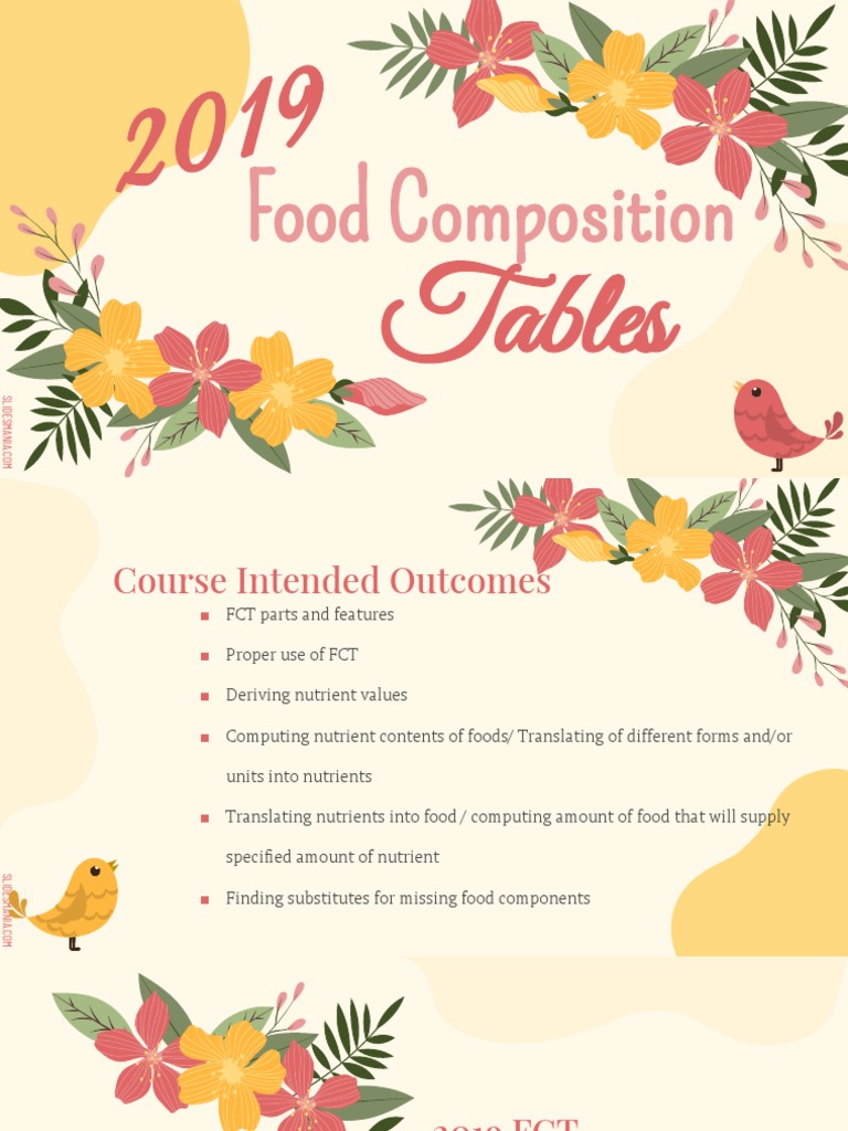 Food Composition Table | PDF | Fat | Vitamin