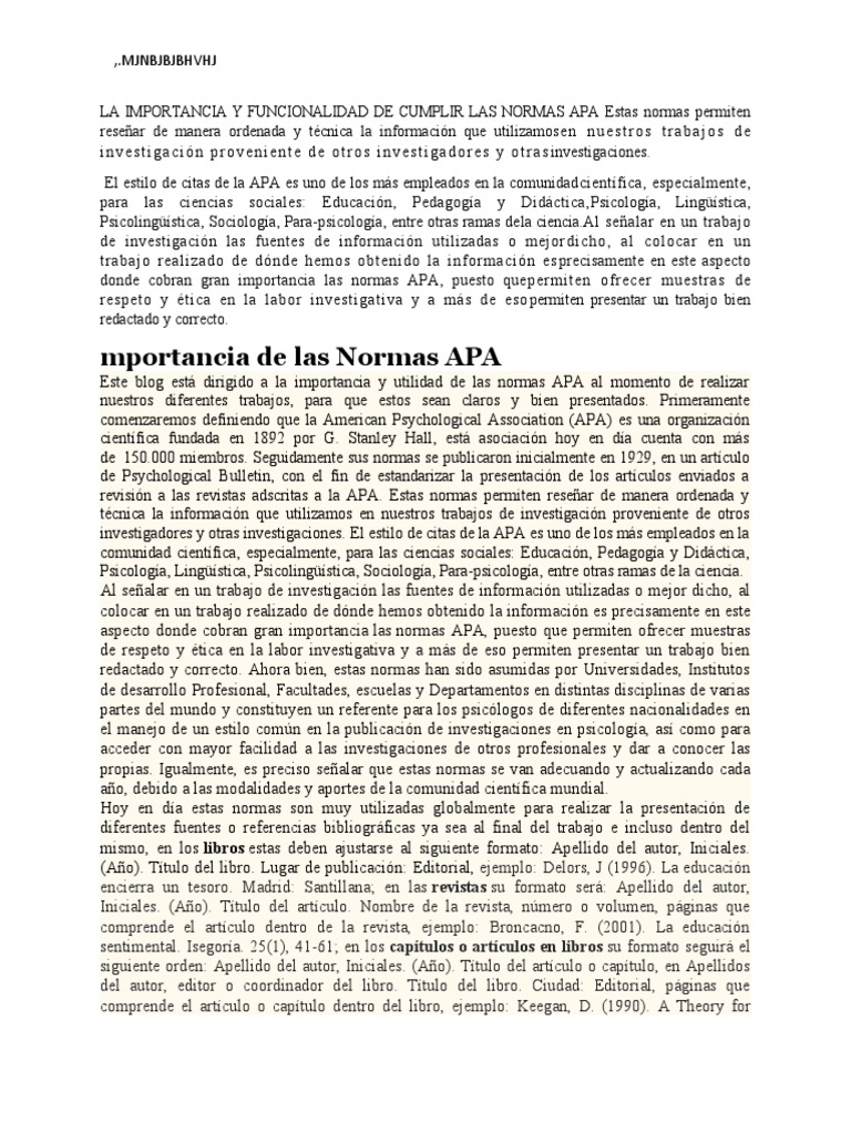 Importancia de las Normas APA en Investigación | PDF | Asociacion ...