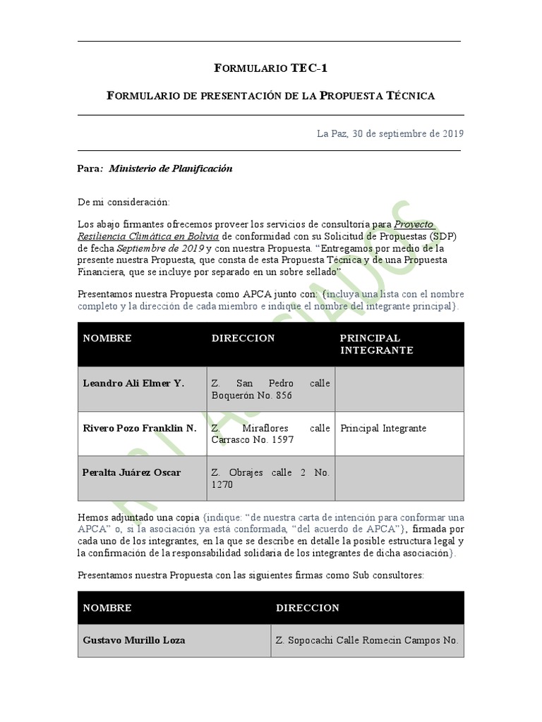 Formulario TEC 1 | PDF