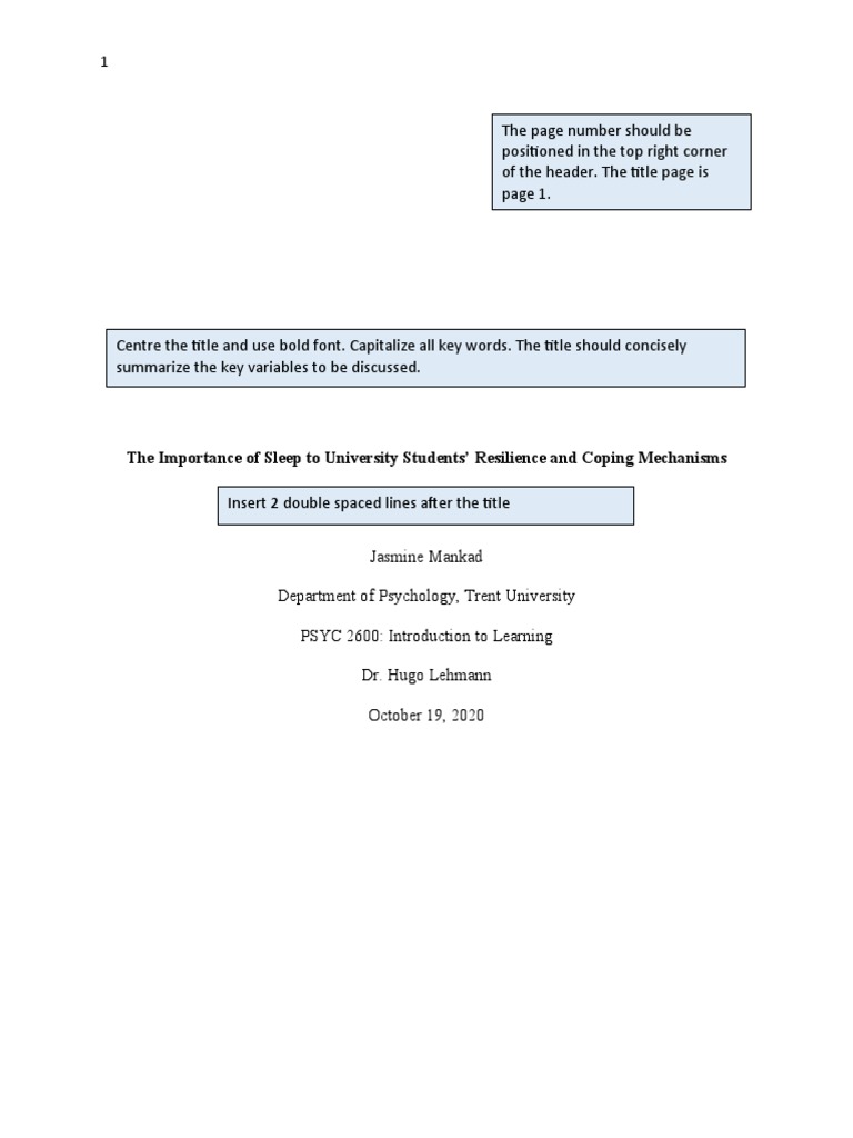 Sample Student Title Page_APA 7 (1) | PDF