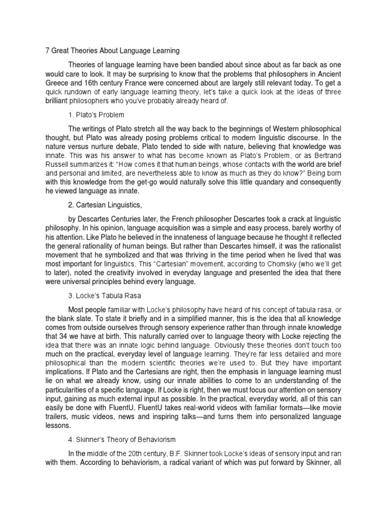 7 Great Theories About Language Learning | Download Free PDF | Idealism ...