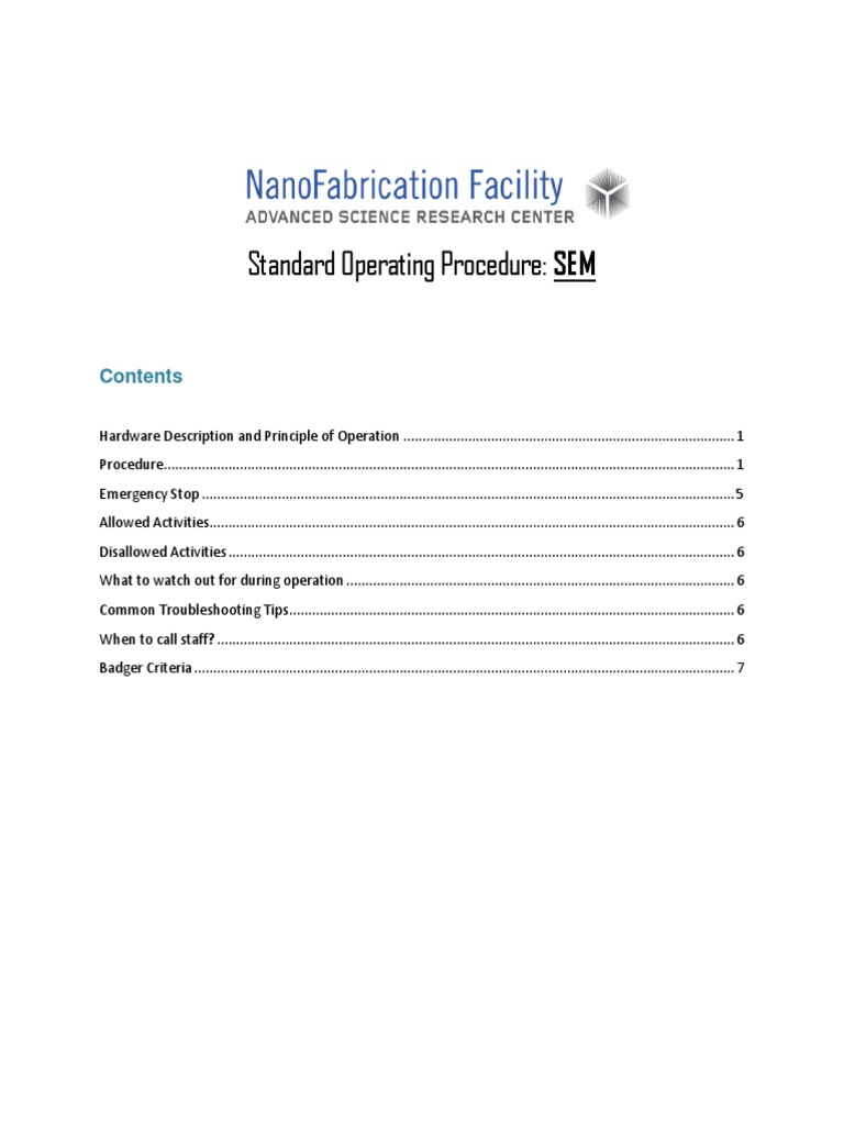 Sem Sop | PDF | Scanning Electron Microscope | Optics