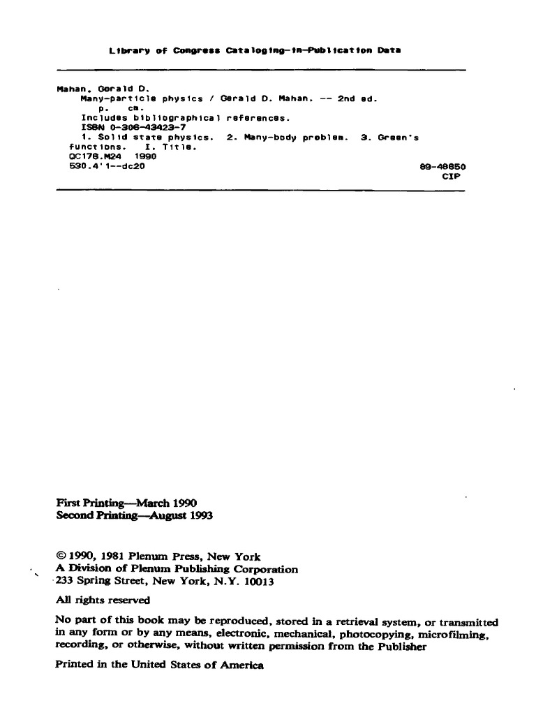 Many-Particle Physics (2nd Ed.) - Gerald D. Mahan | PDF