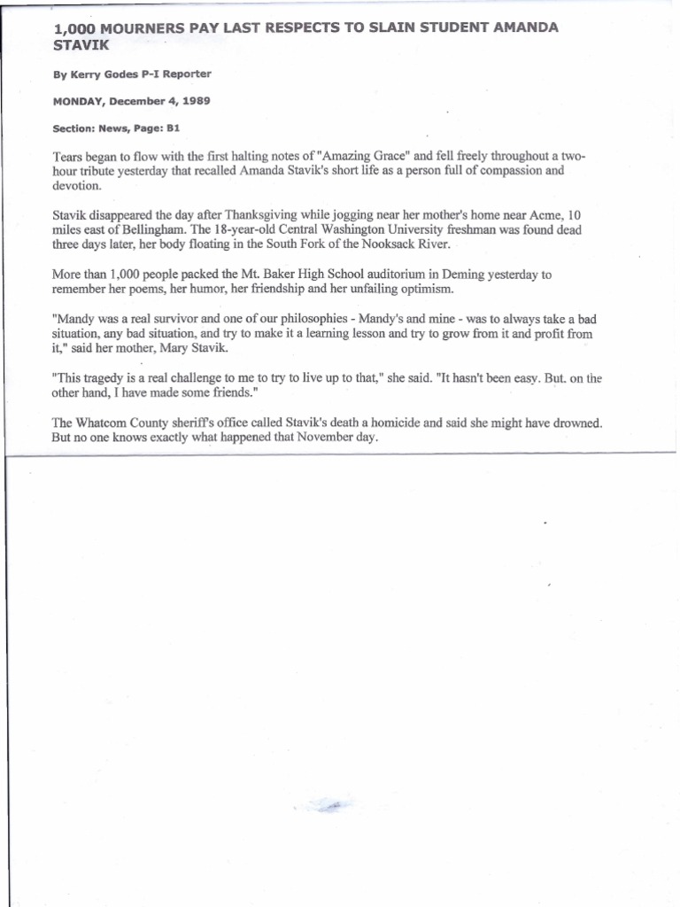 Amanda Stavik Memorial Service | PDF