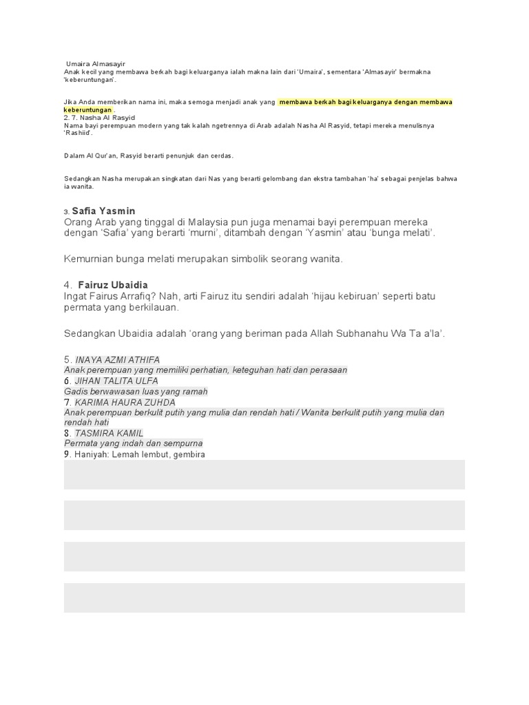 Nama2 Bayi Muslim | PDF