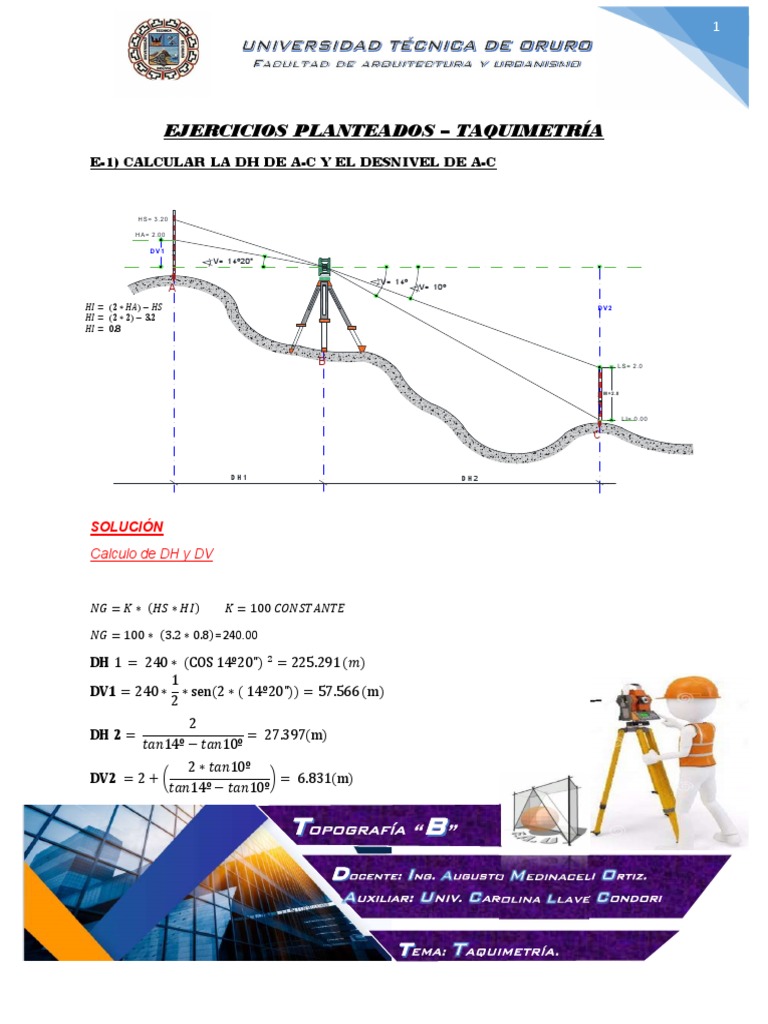 Ejercicios Taquimetria Paralelo B Arq | PDF | Longitud | Distancia