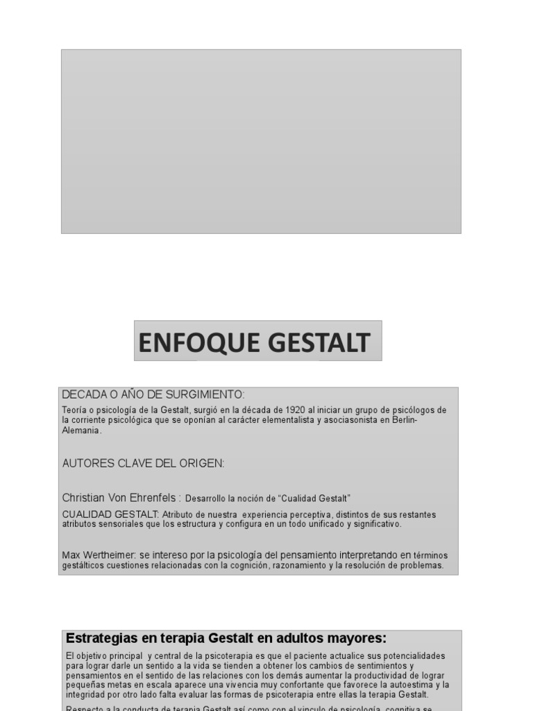 Enfoque Gestalt | PDF | Sicología | Psicoanálisis