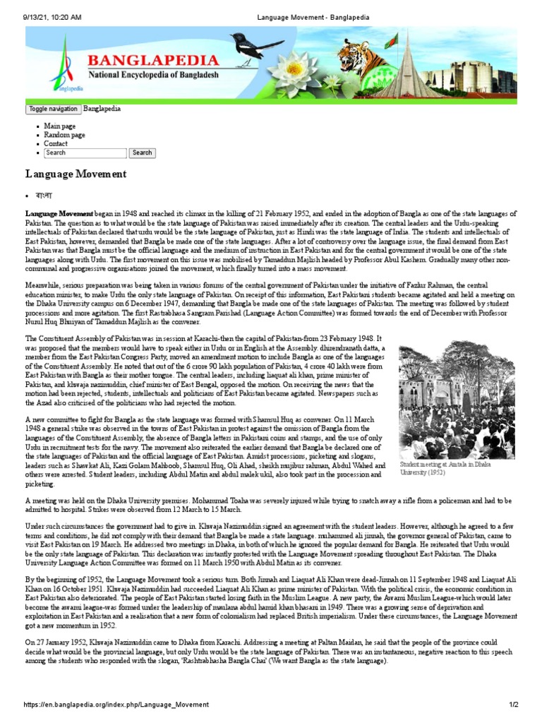 Language Movement | PDF | Bangladesh | Bengal