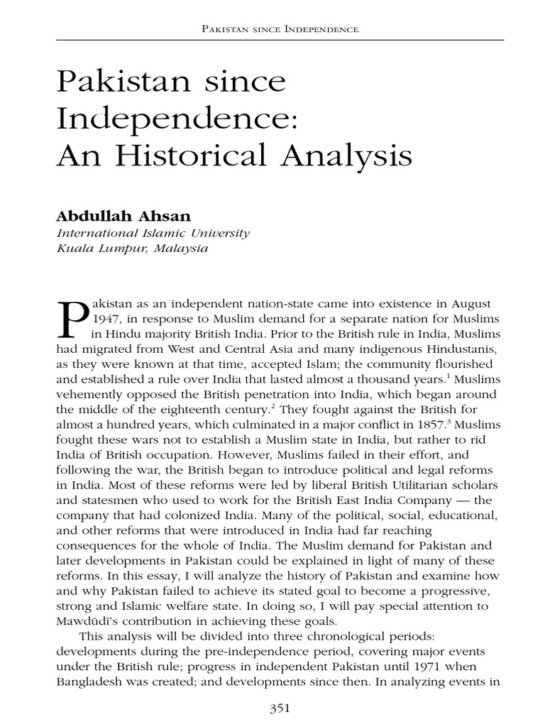 Historical Analysis of Pakistan's Independence | PDF | Pakistan | Two ...