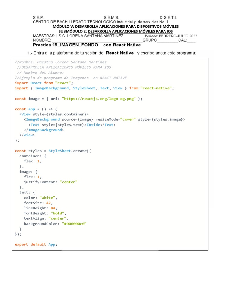 Practica 19 - IMAGEN - FONDO - Ios | PDF