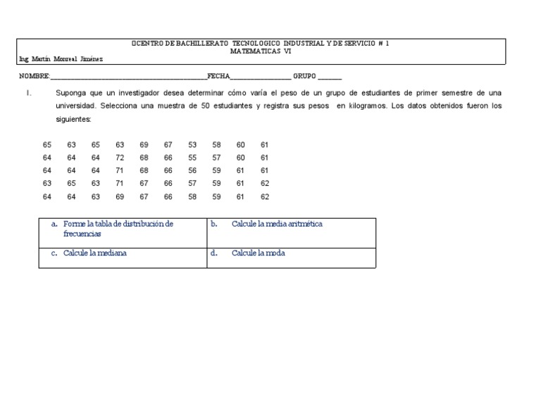 Tabla de Distribucion de Fi y Med de Tendencia Central | PDF