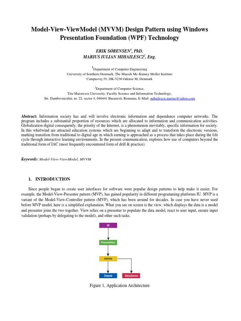 Sorensen & Mihailesc WVVM Pattern | PDF | Windows Presentation Foundation | Class (Computer ...