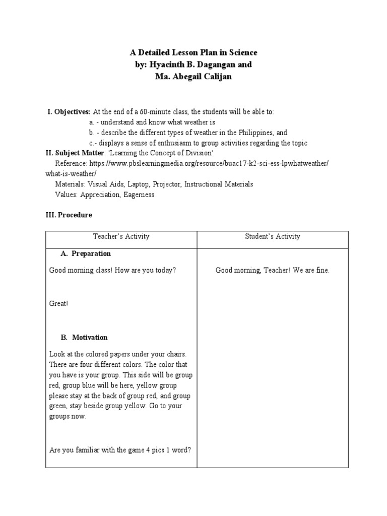 A-Detailed-Lesson-Plan-in-Science | PDF | Weather | Teachers
