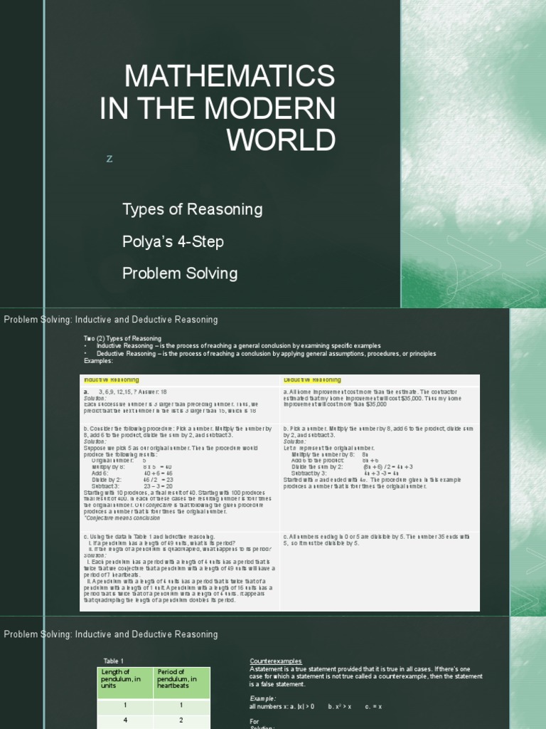 Problem Solving and Reasoning | PDF | Inductive Reasoning | Reason