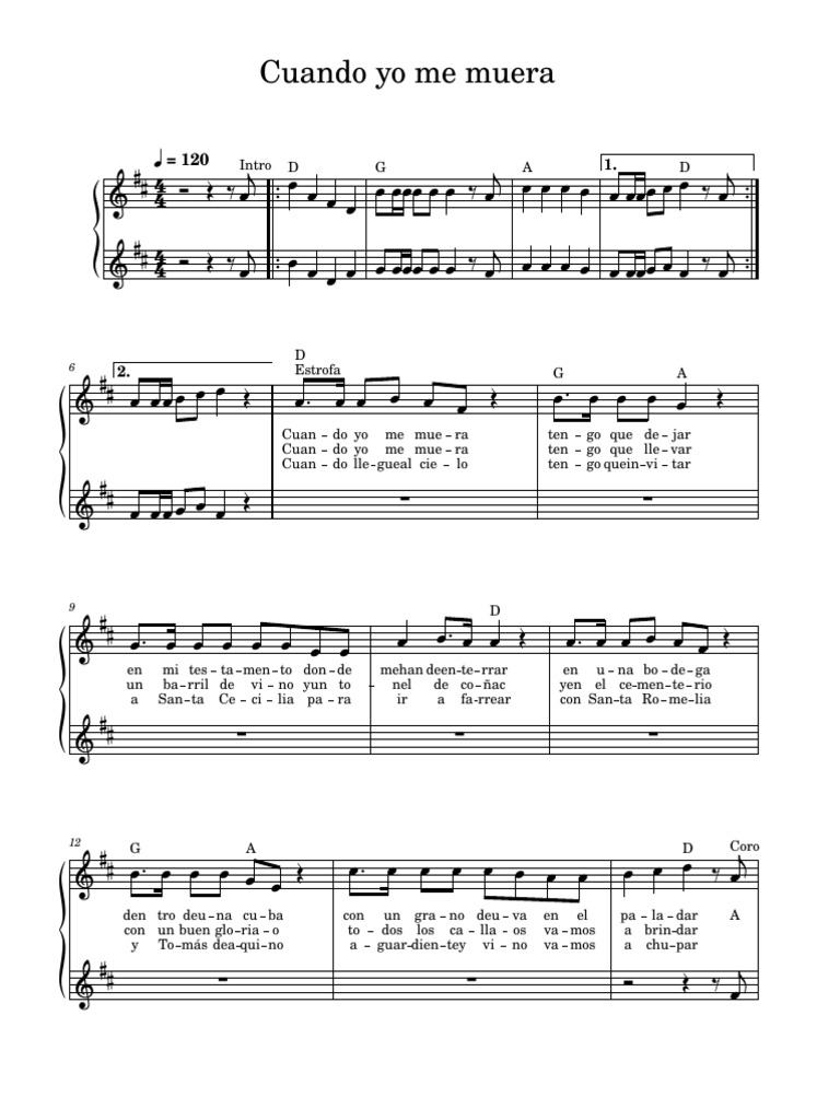 Letra y acordes de "Cuando yo me muera" | PDF