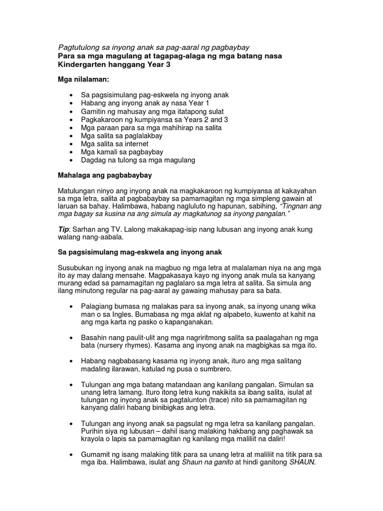 Helping Your Child Learn To Spell Tagalog | PDF