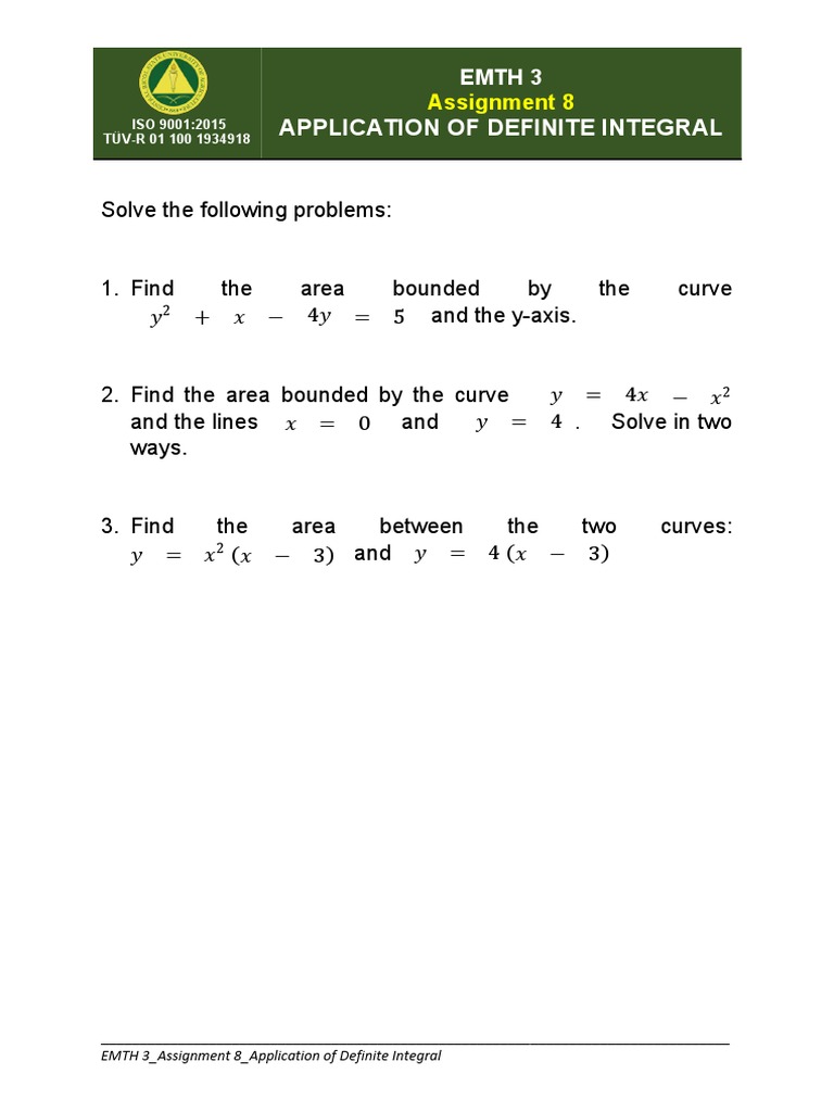 8 - Application of Definite Integral - Area | PDF