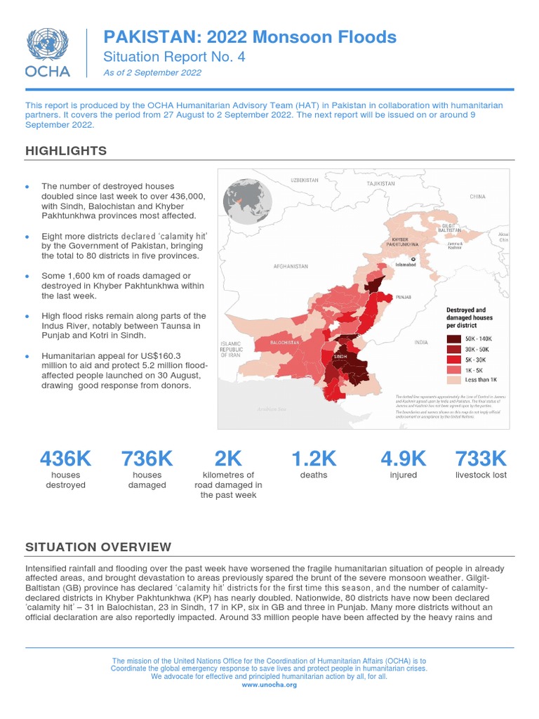 Pakistan Floods Response SitRep 4 - 2 September 2022 | PDF | Wash ...