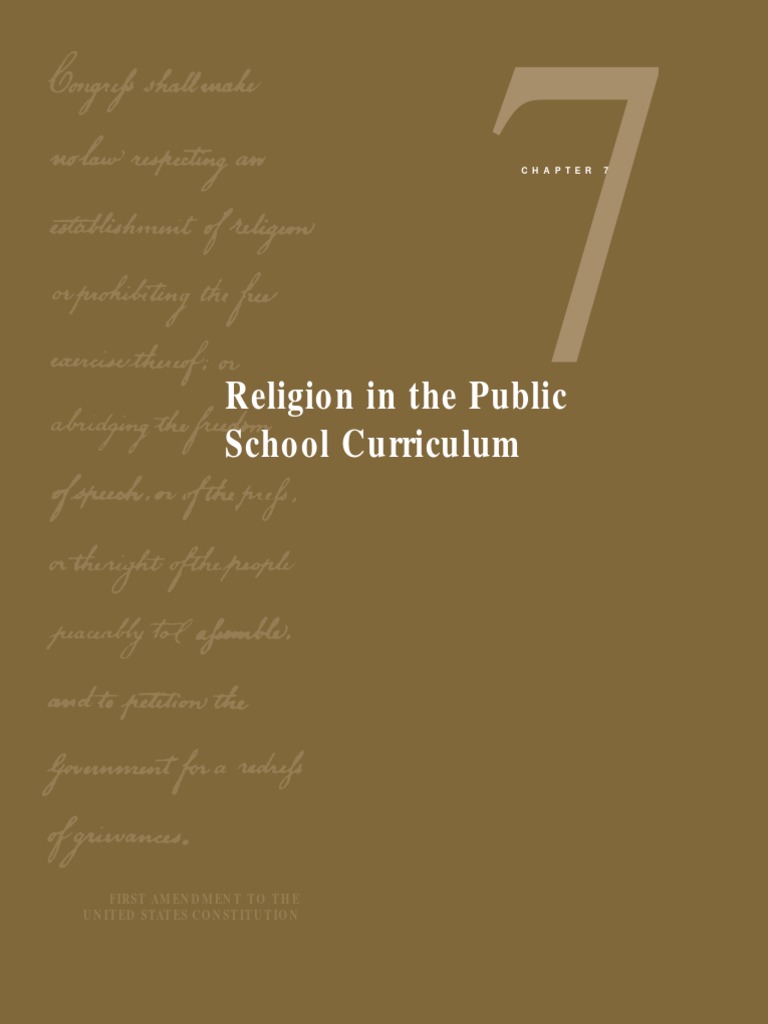Religion in The Public School Curriculum: First Amendment To The United ...