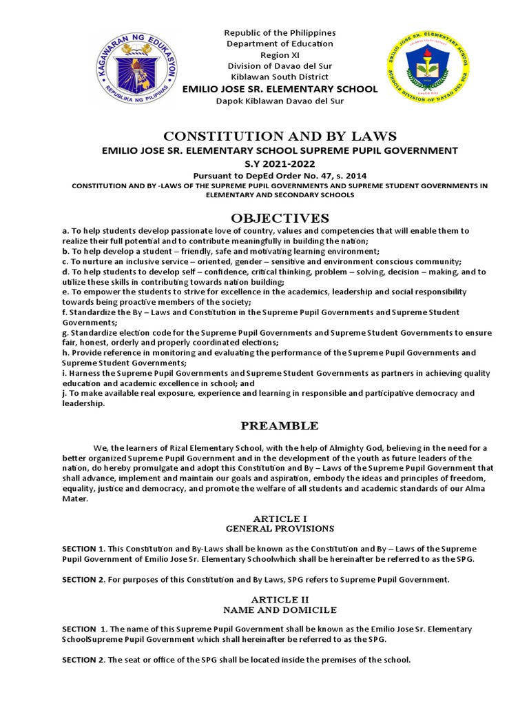 SPG Constitution and By-Laws Overview | PDF | Impeachment | American ...