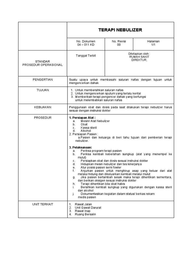 11.sop TERAPI NEBULIZER | PDF
