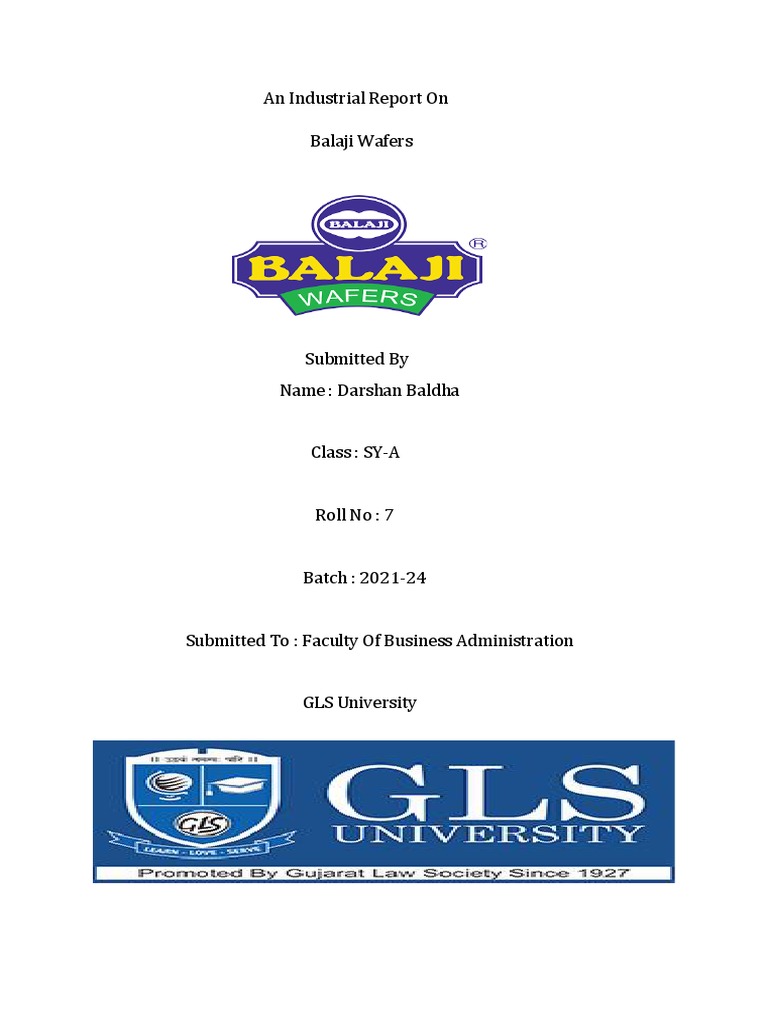 An Industrial Report On Balaji Wafers | PDF | Marketing | Pricing