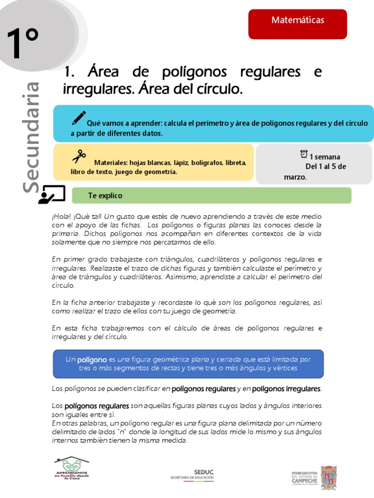 Área de Polígonos Regulares e | PDF | Zona | Triángulo