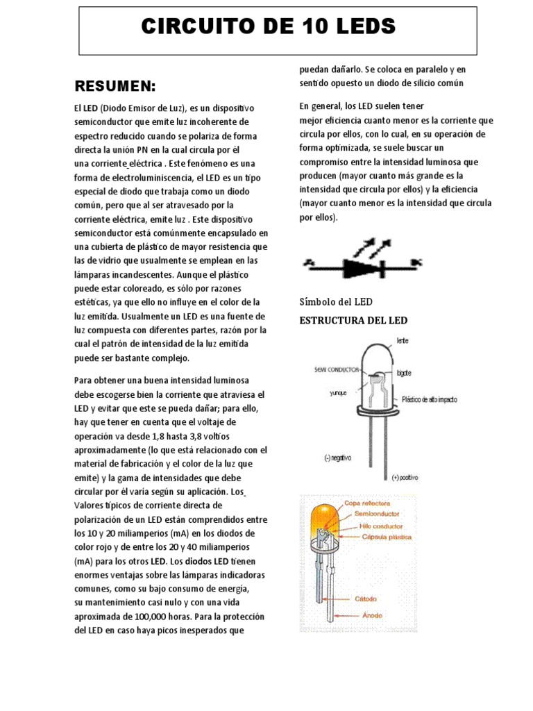 Practica 1 - Circuito de Leds | PDF | Diodo emisor de luz | Radiación ...